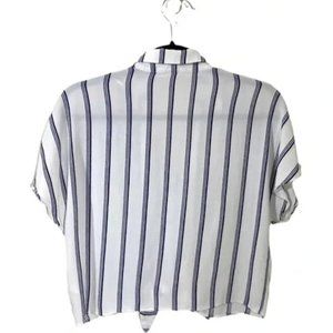 Aritzia | Tops | Aritzia Wilfred Free Blue White Striped Cropped Button ...